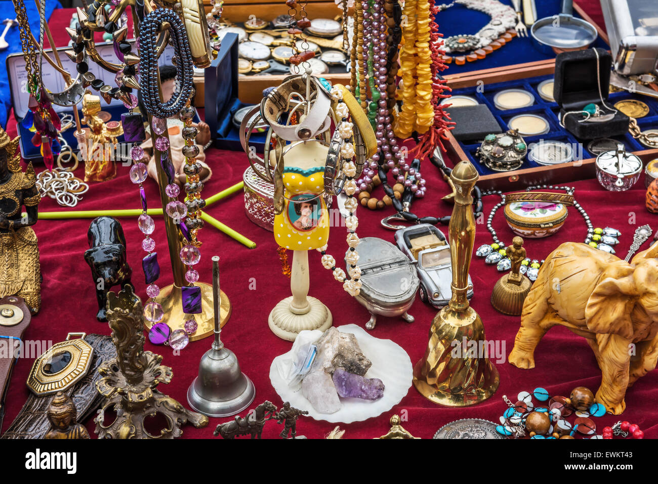 Odds and ends on a flea market stall, Cologne, Germany, Europe Stock ...