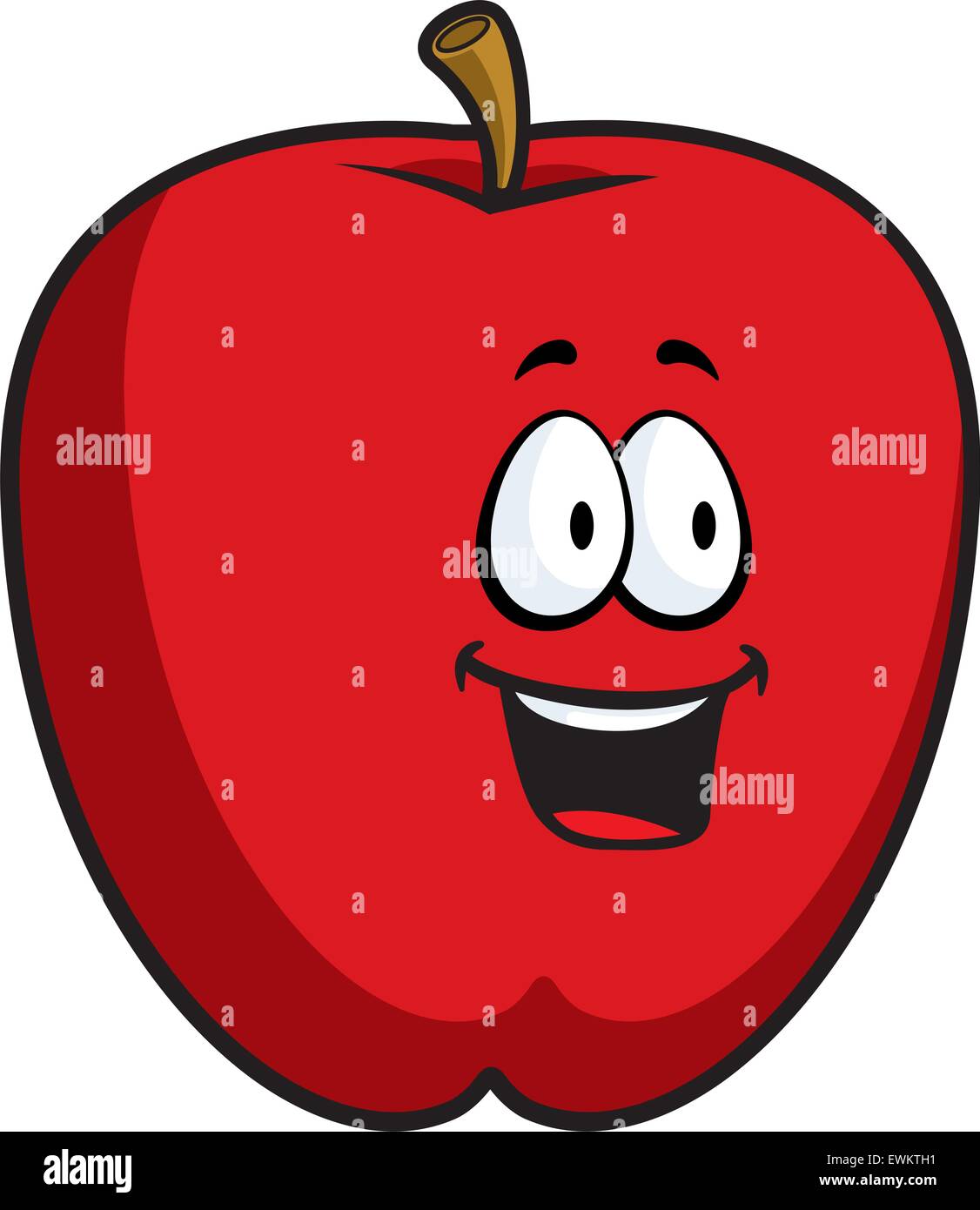 Cartoon red apple smiling happy Stock Vector Images - Alamy
