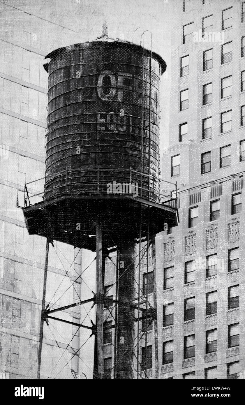 Water Tower in an American City with texture Stock Photo - Alamy