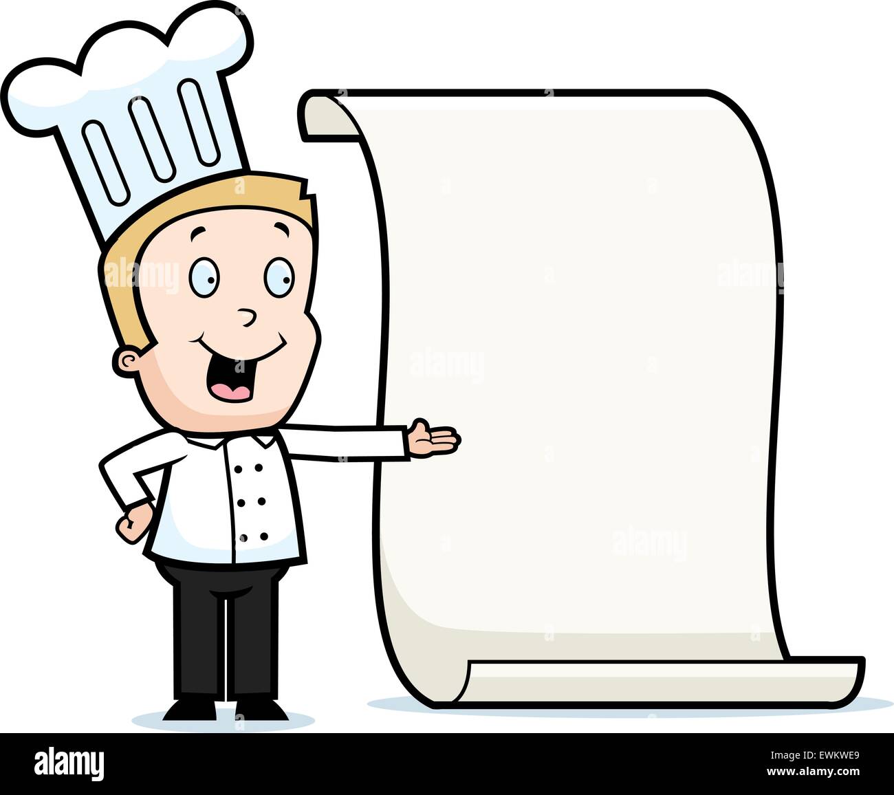 A happy cartoon boy chef with a menu Stock Vector Image & Art - Alamy