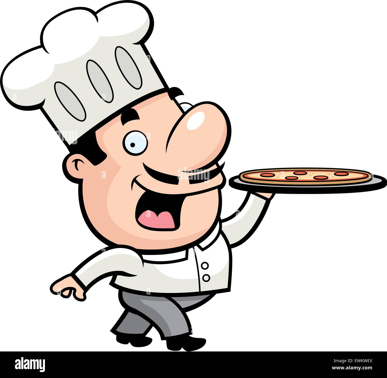 A happy cartoon chef with a pizza Stock Vector Image & Art - Alamy