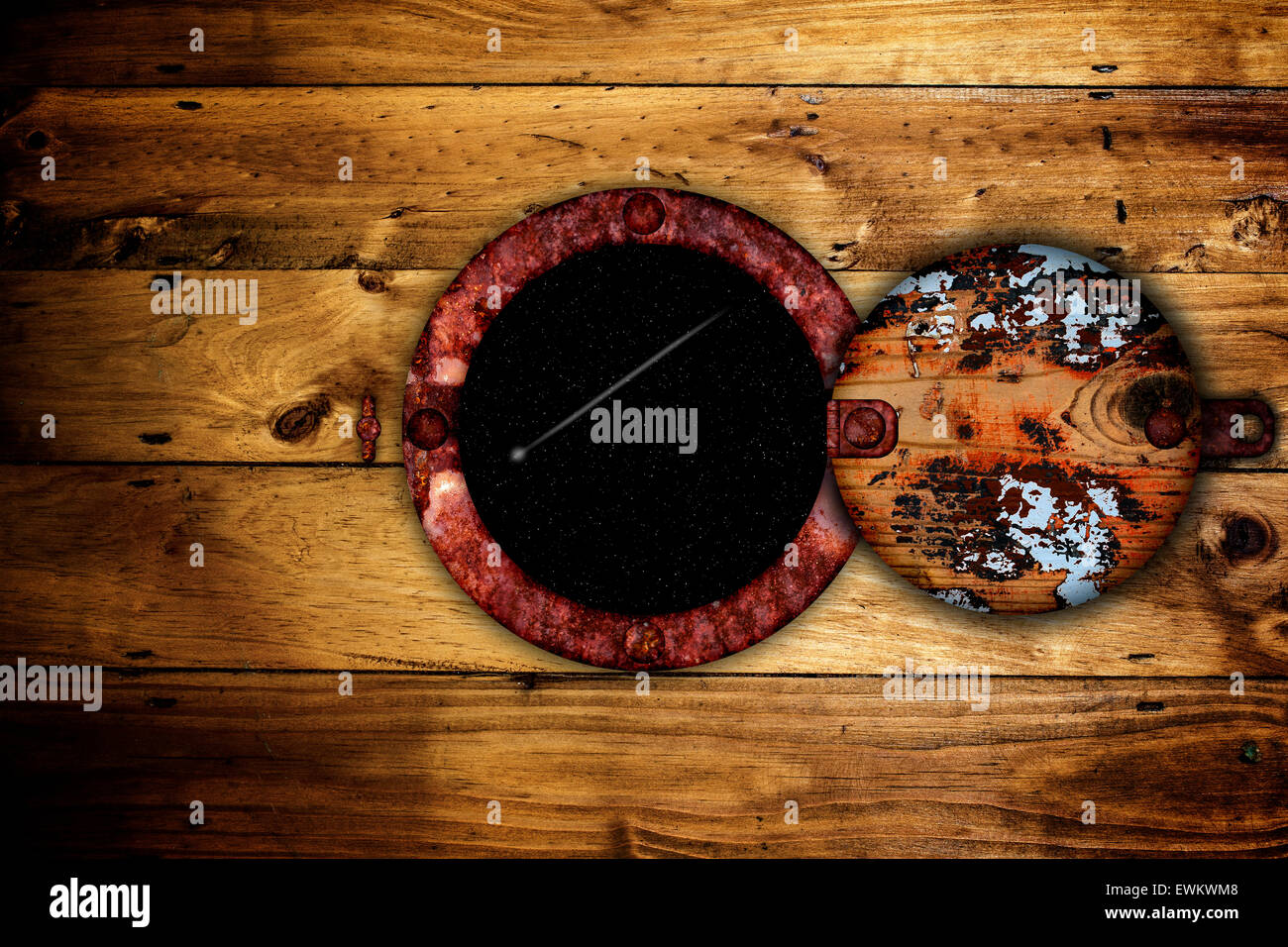 Rusty old ships porthole Stock Photo - Alamy