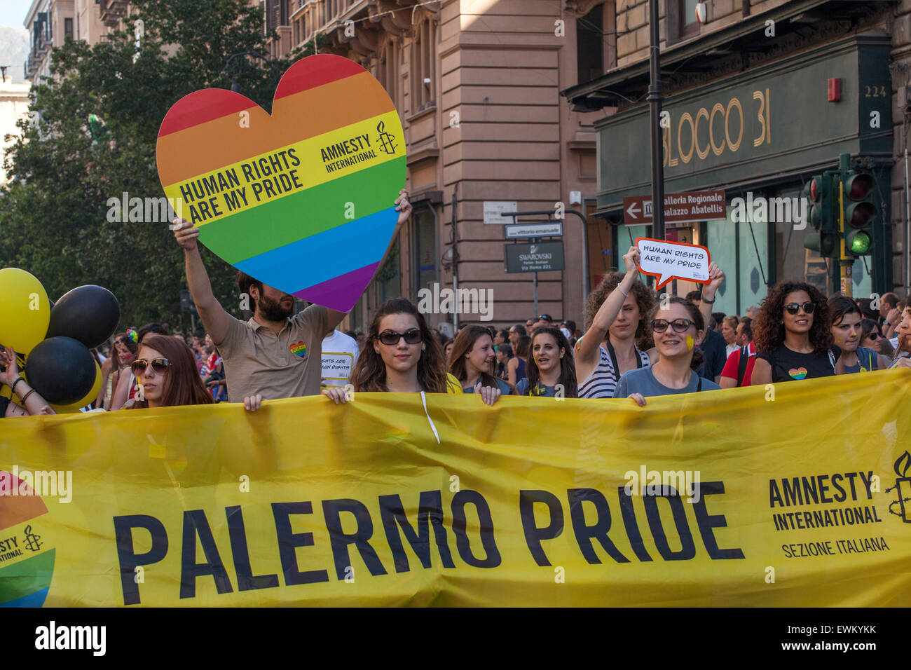 Palermo, Italy. 27th June, 2015. LGBT supporters marched en masse ...
