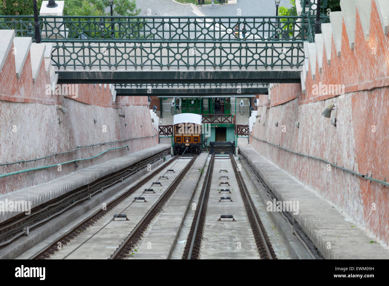 The funicular railway in Budapest, which links Clark Adam Square with ...