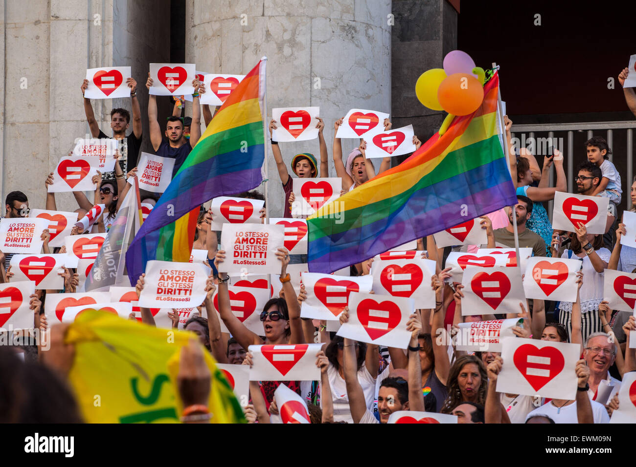 Palermo, Italy. 27th June, 2015. LGBT supporters marched en masse ...