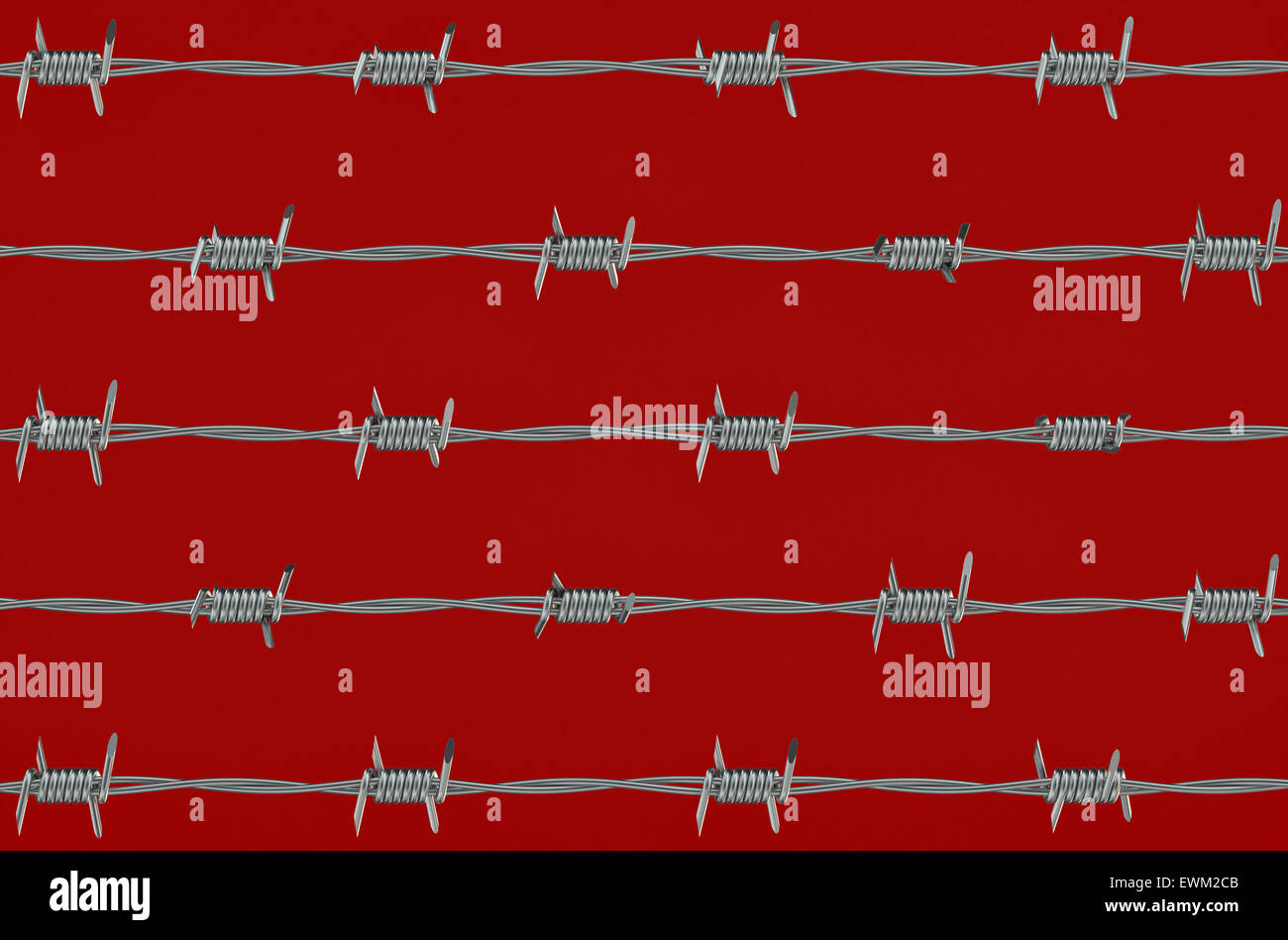 steel barbed wire on red background Stock Photo - Alamy