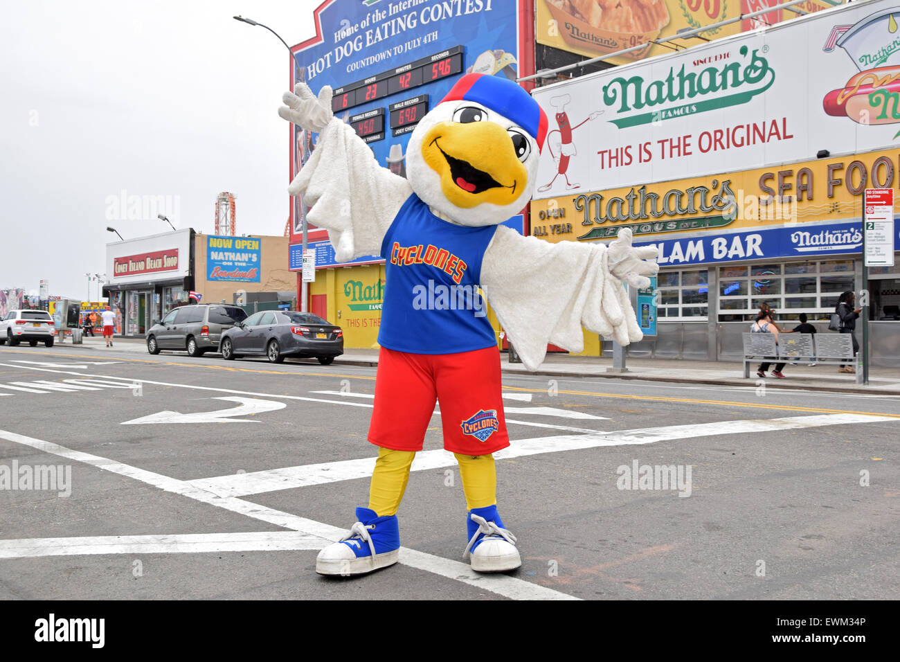 Pee Wee the Brooklyn Cyclones mascot photographed near Nathan's in ...