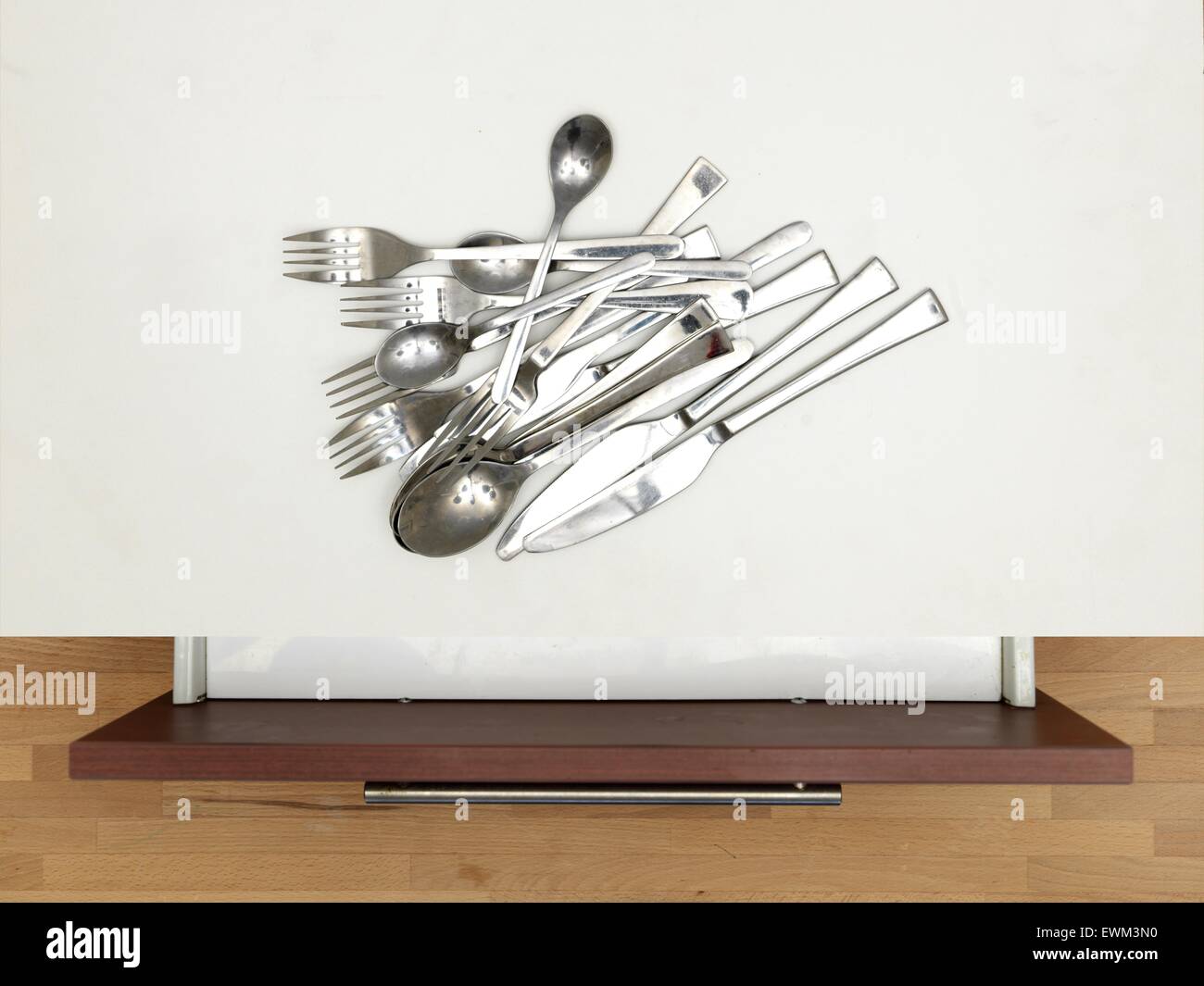 A close up shot a cutlery draw Stock Photo - Alamy