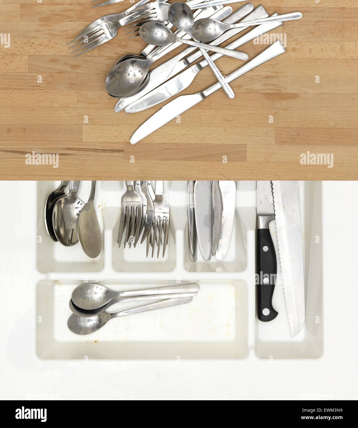 A close up shot a cutlery draw Stock Photo - Alamy