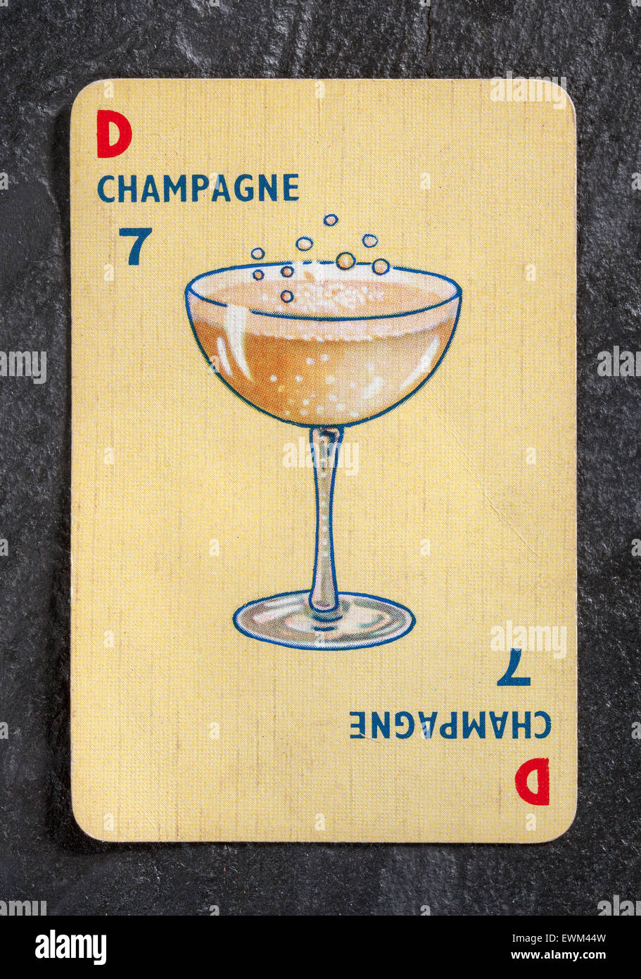 Champagne Number 3 D Card from a pack of vintage Menuette Playing Cards ...