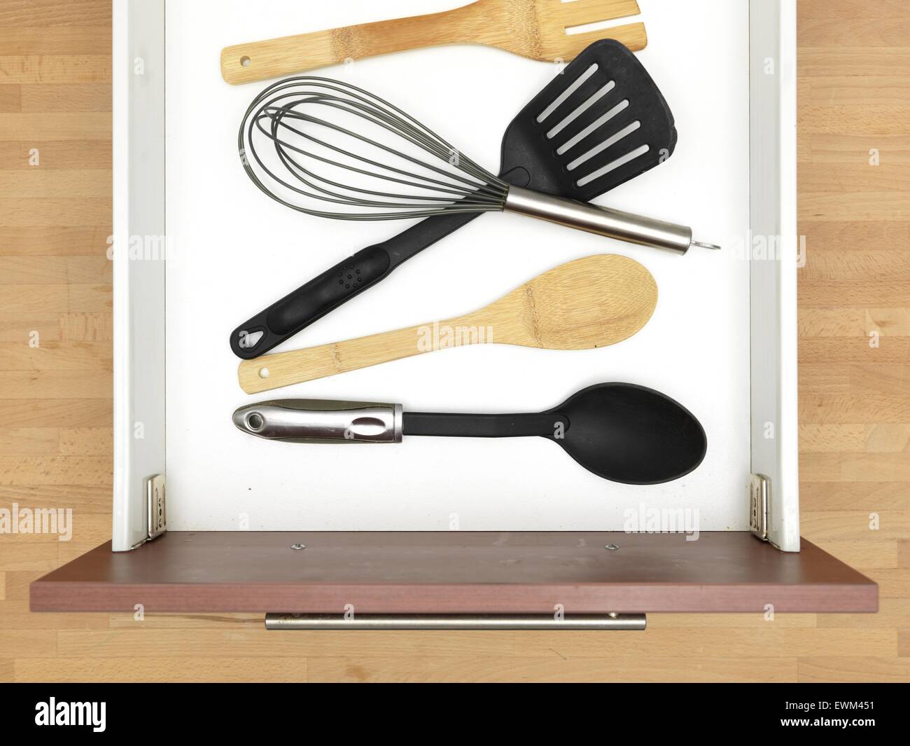 A close up shot a cutlery draw Stock Photo - Alamy