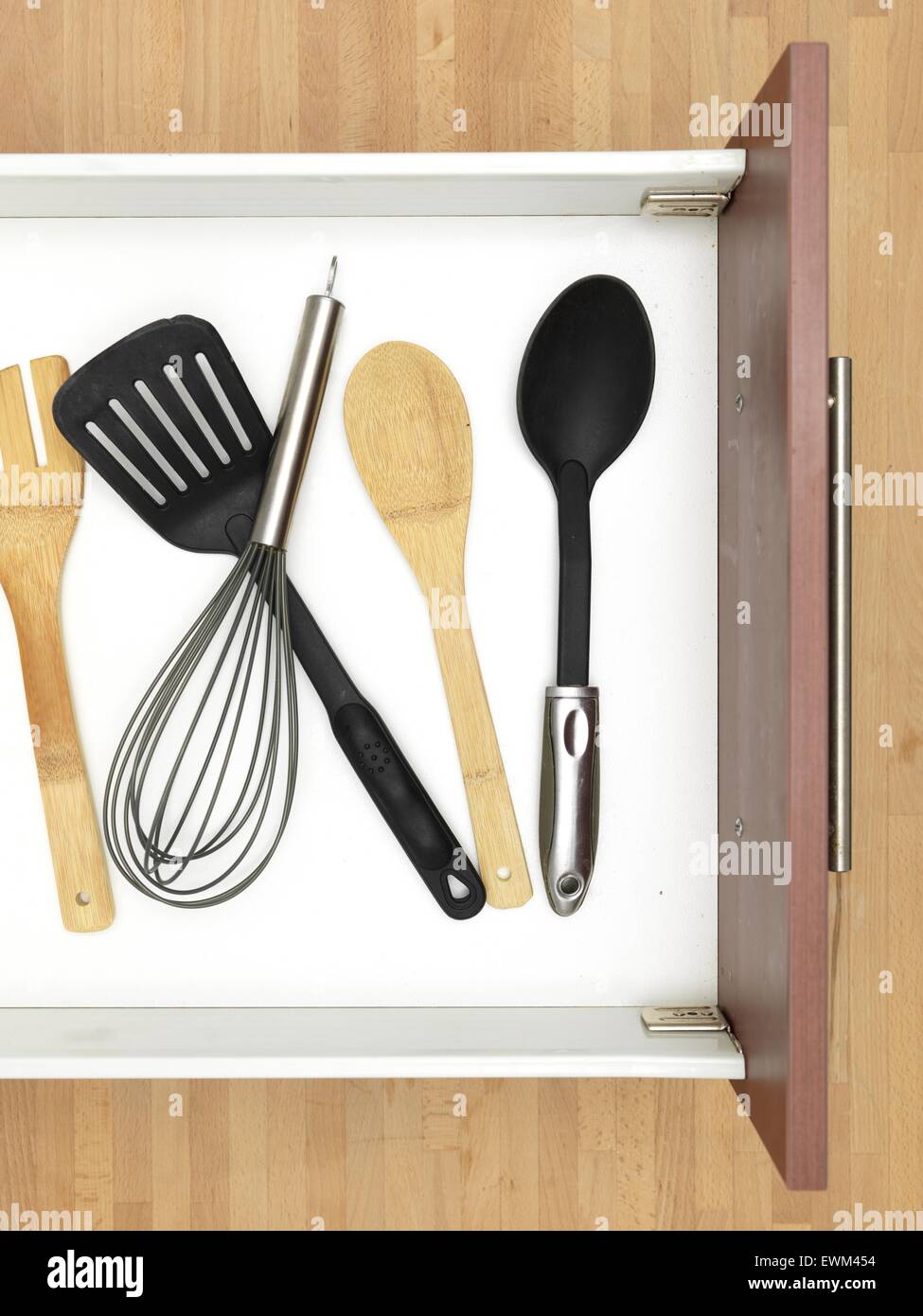 A close up shot a cutlery draw Stock Photo - Alamy