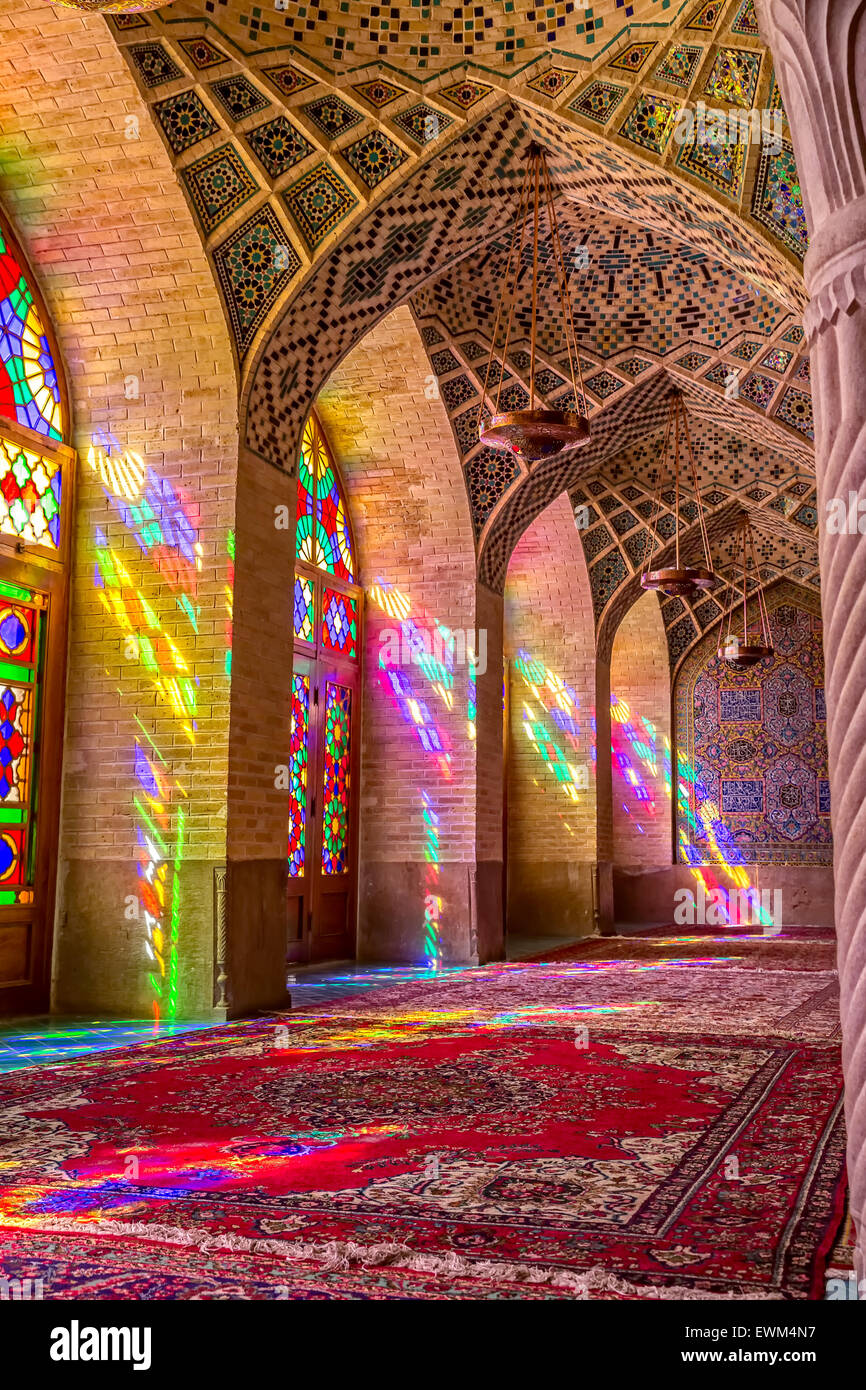 Nasir Al-Mulk Mosque praying room vertical Stock Photo - Alamy