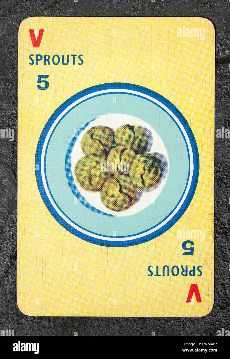 Sprouts 5 Vintage Playing Cards Menuette Stock Photo - Alamy
