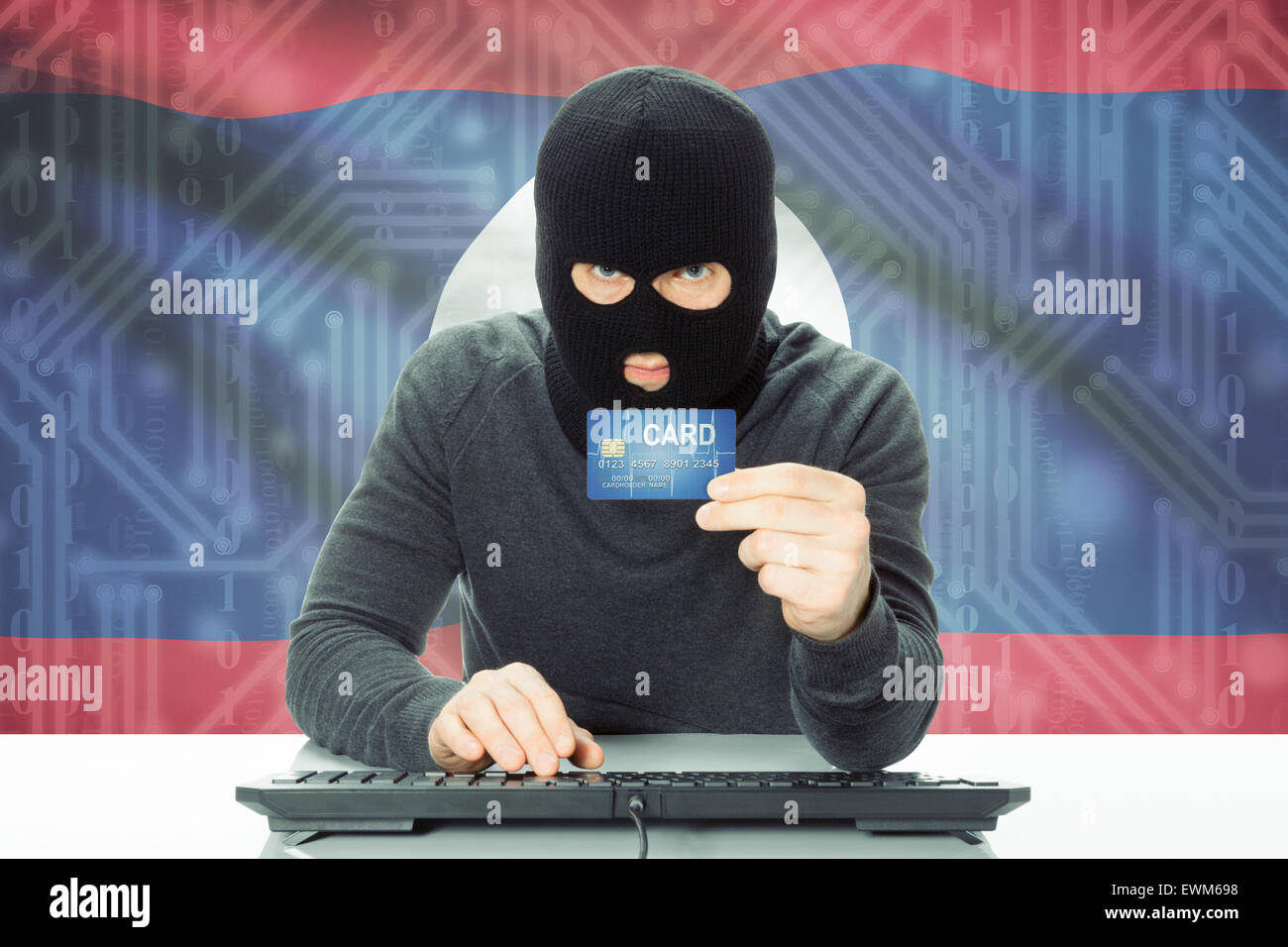 Cybercrime concept with flag on background - Laos Stock Photo - Alamy