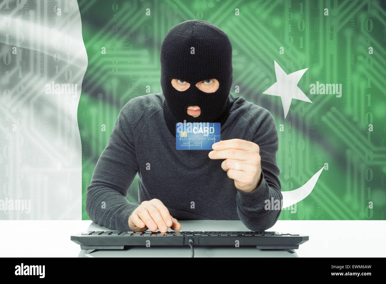 Cybercrime concept with flag on background - Pakistan Stock Photo - Alamy