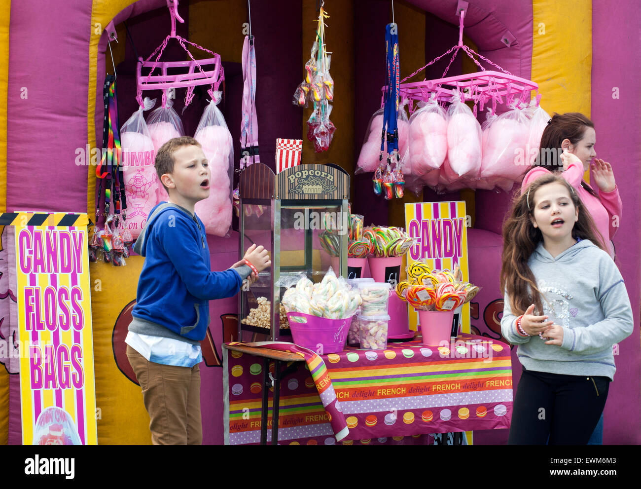 Children at candy floss and confectionery stall Woodvale Rally ...