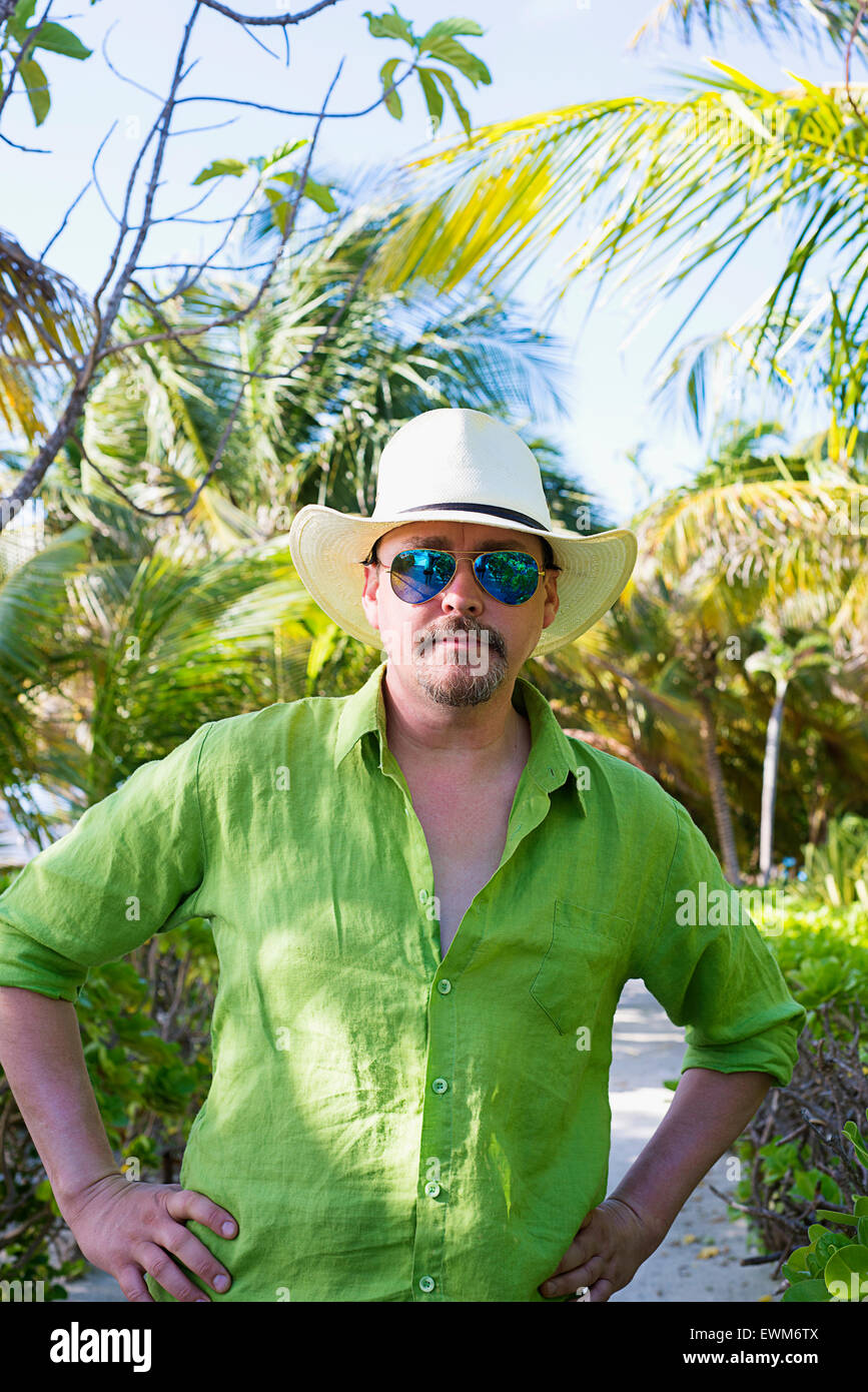 A man in a hat in Belize Stock Photo - Alamy
