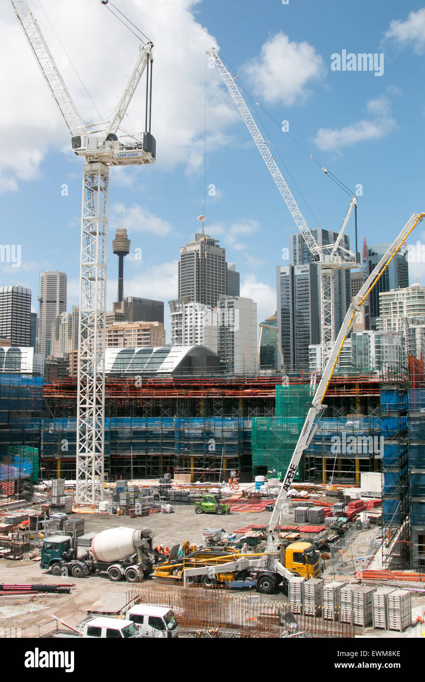 construction activity at the Darling harbour live precinct in Sydney ...