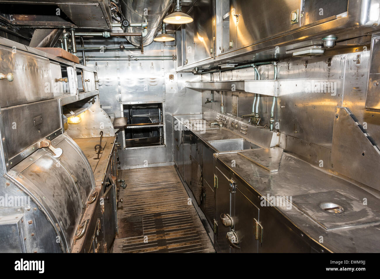 Wisconsin, Green Bay, National Railroad Museum, dining car galley Stock ...
