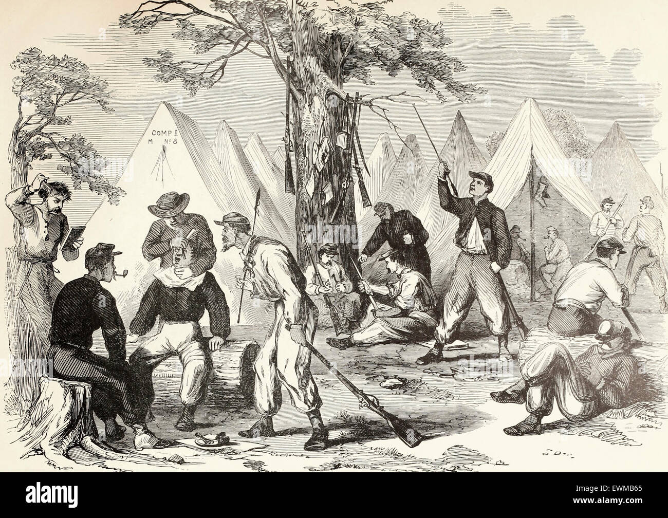 The Eleventh Indiana Zouaves in Camp McGinnis, resting, the day after ...