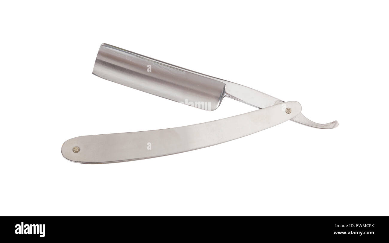Used classic straight razor, old style - isolated on white Stock Photo ...