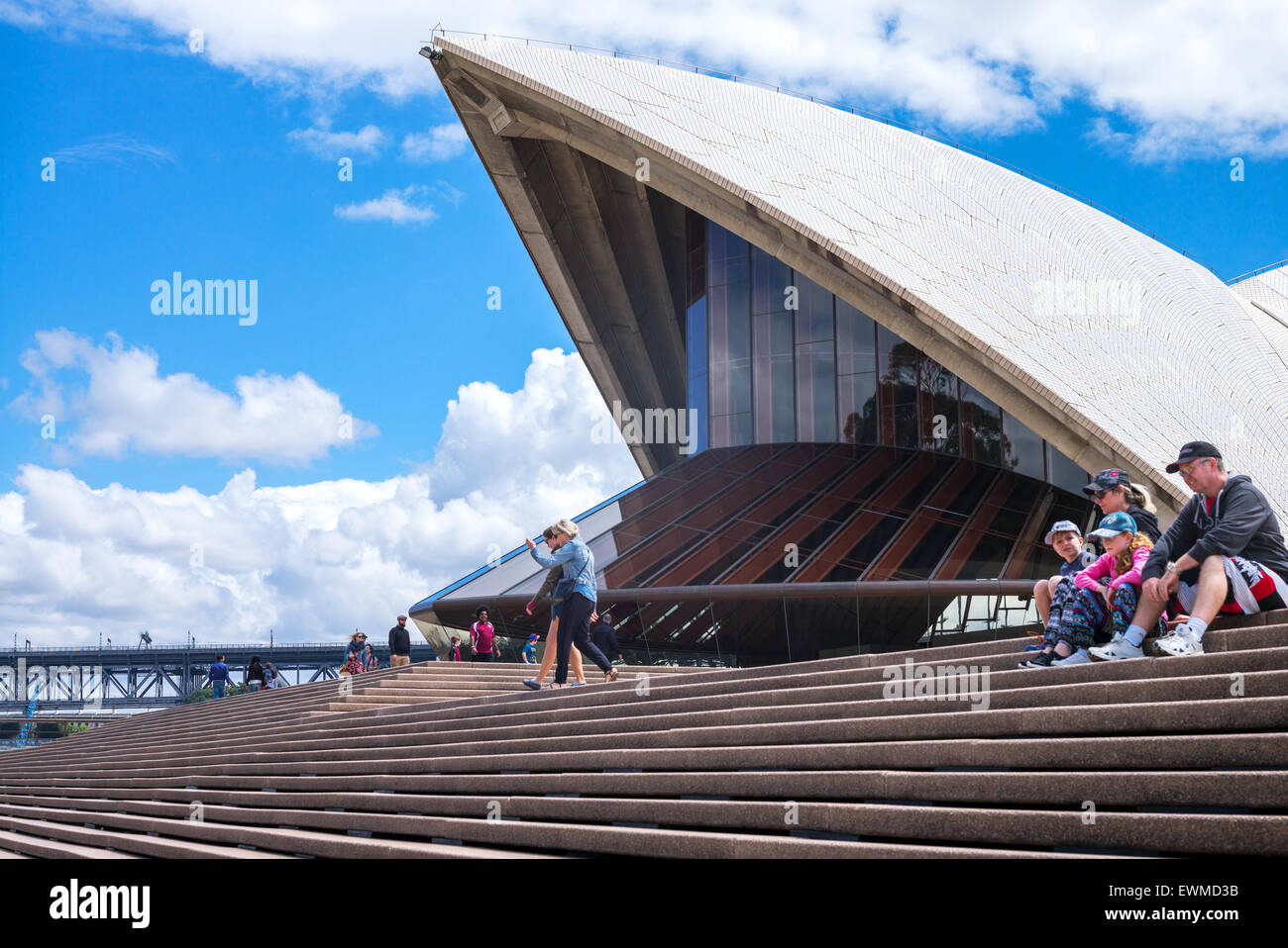Australia, Sydney, tourists on the flight of steps of the Opera House ...