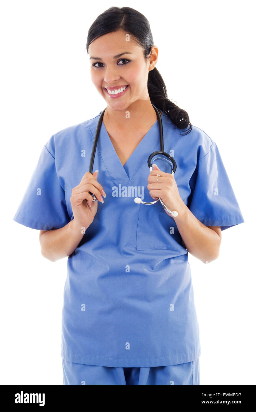 Stock image of female healthcare worker isolated on white background ...