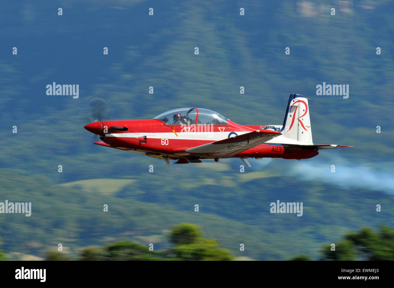SYDNEY - MAY 5: A Tucano military trainer of the Roulettes display team ...