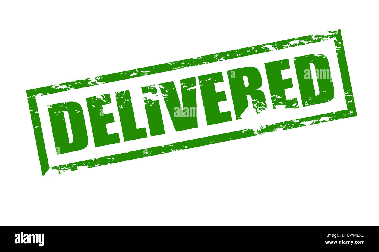 Rubber stamp with word delivered inside, illustration Stock Photo - Alamy