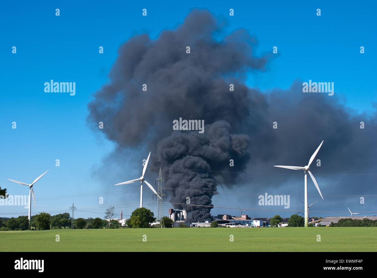 Major fire at waste recycling plant in the industrial area behind wind ...