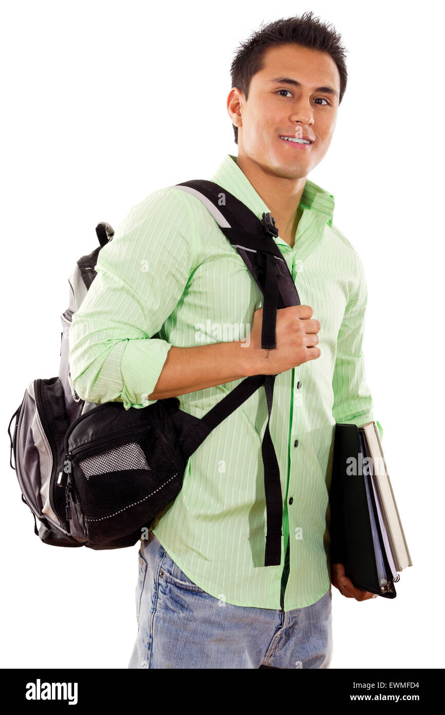 Stock image of university student over white background Stock Photo - Alamy
