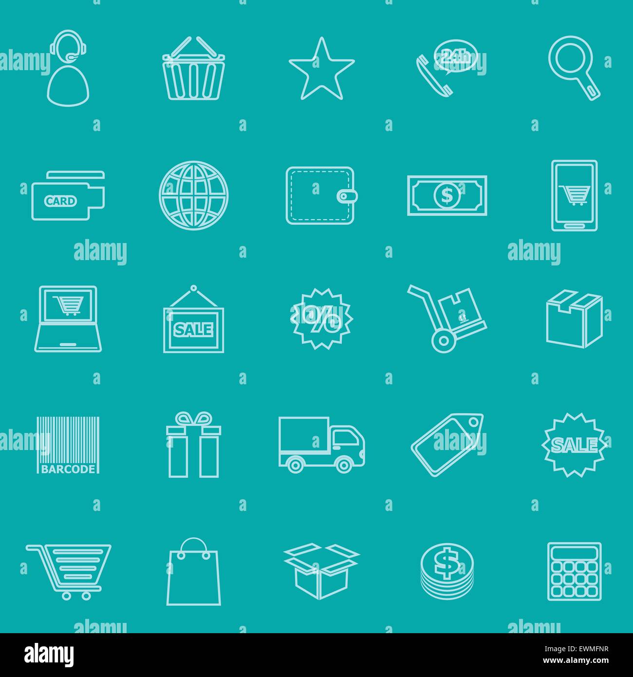 E-commerce line icons on green background, stock vector Stock Vector ...