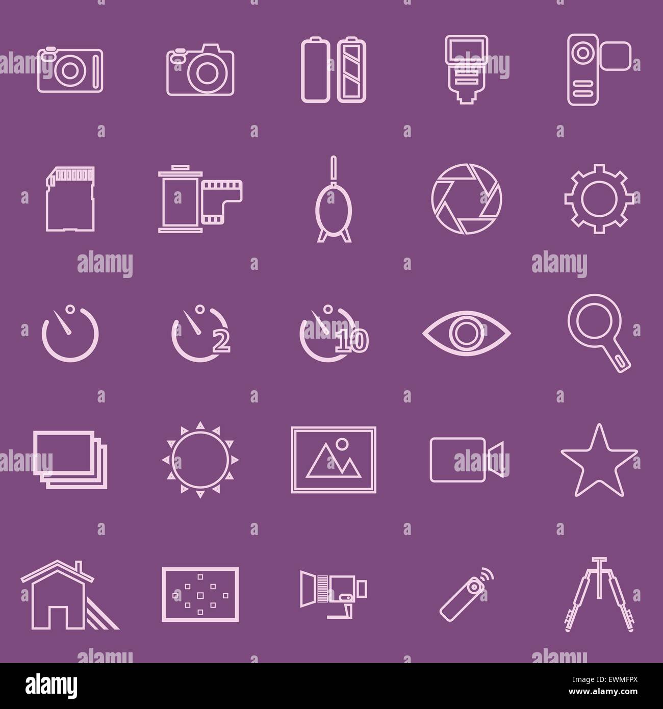 Camera line icons on violet background, stock vector Stock Vector Image ...
