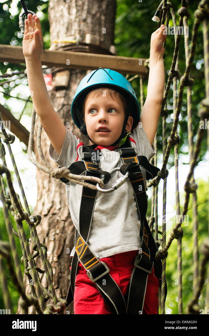 Boy on rope way in hi-res stock photography and images - Alamy