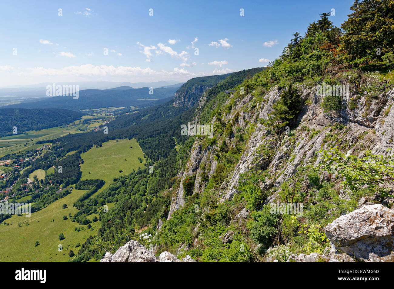 Hohe Wand with Skywalk platform, Gutenstein Alps, industrial district ...