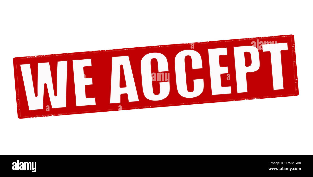 Stamp with text we accept inside, illustration Stock Photo - Alamy
