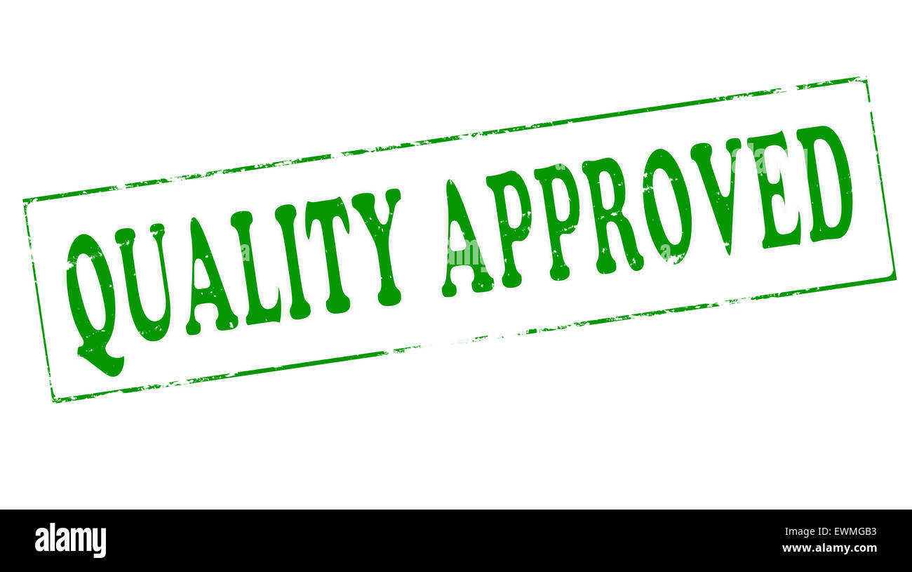 Stamp with text quality approved inside, illustration Stock Photo - Alamy