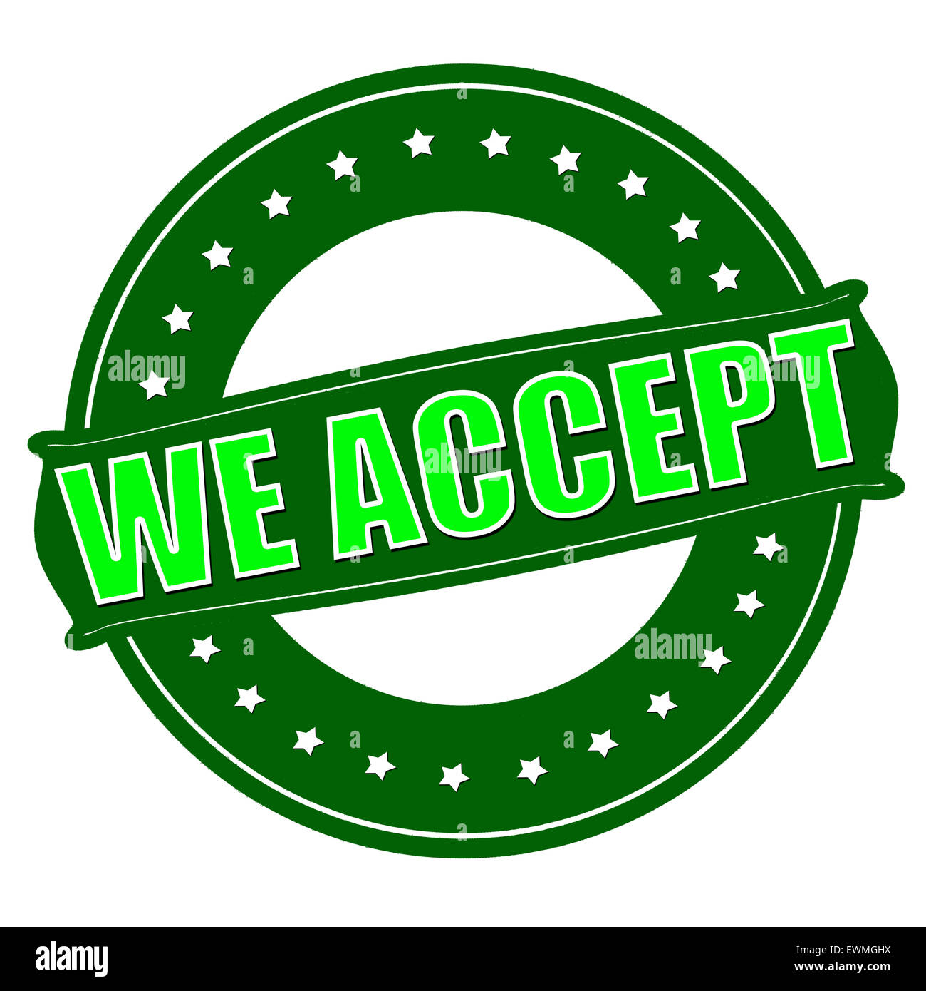 Stamp with text we accept inside, illustration Stock Photo - Alamy