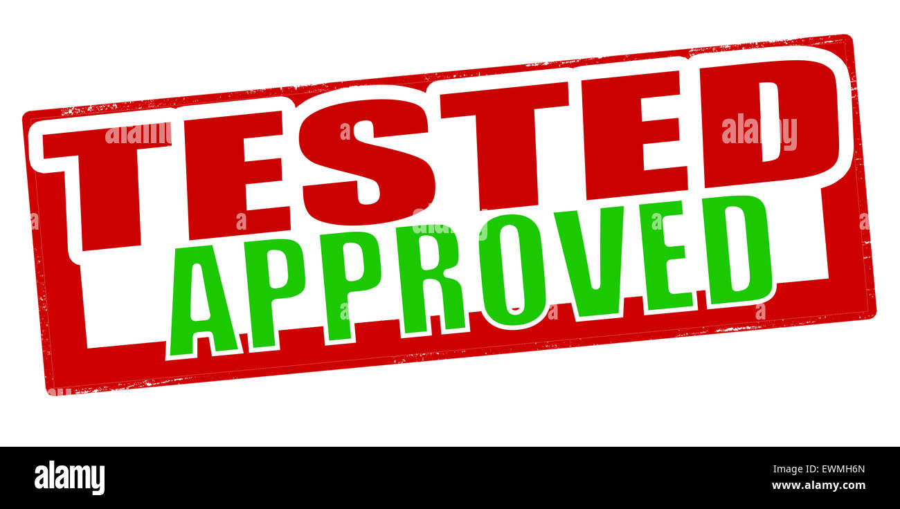 Stamp with text tested approved inside, illustration Stock Photo - Alamy
