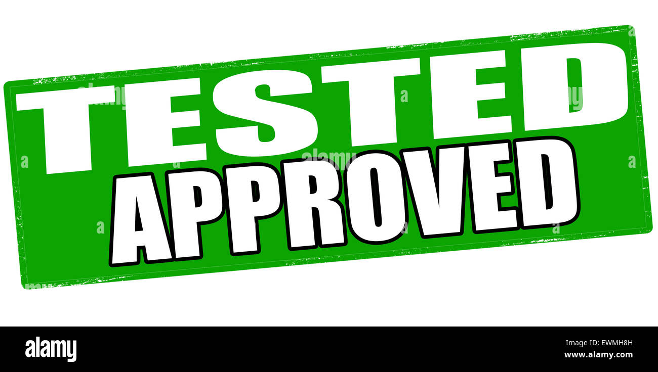 Stamp with text tested approved inside, illustration Stock Photo - Alamy