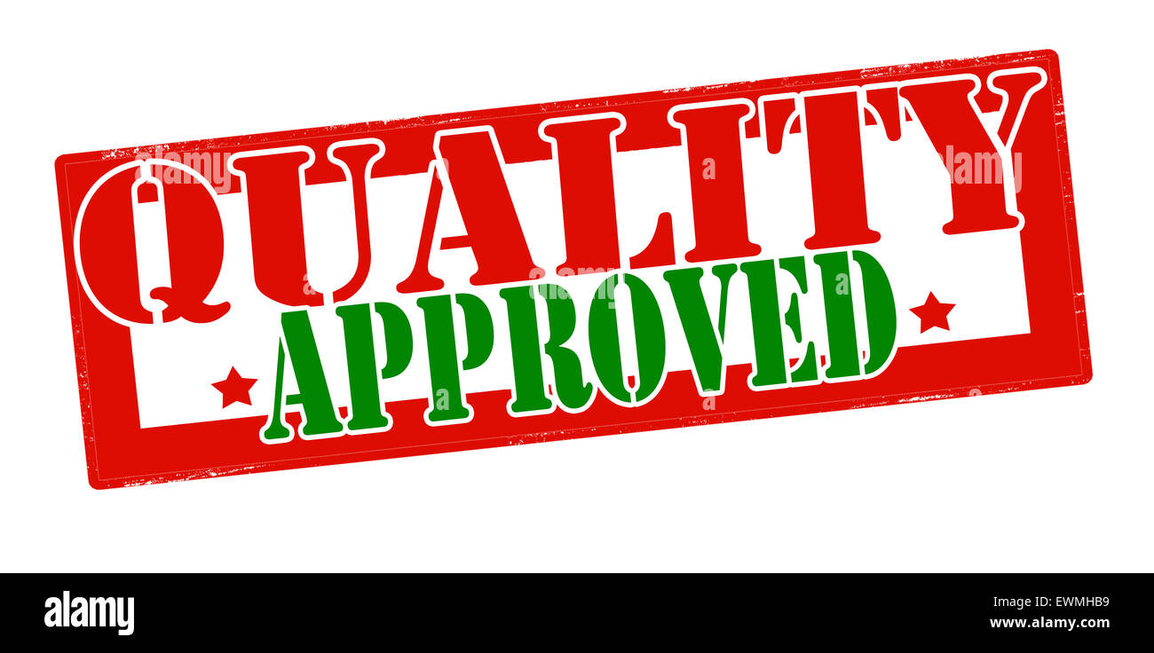 Stamp with text quality approved inside, illustration Stock Photo - Alamy