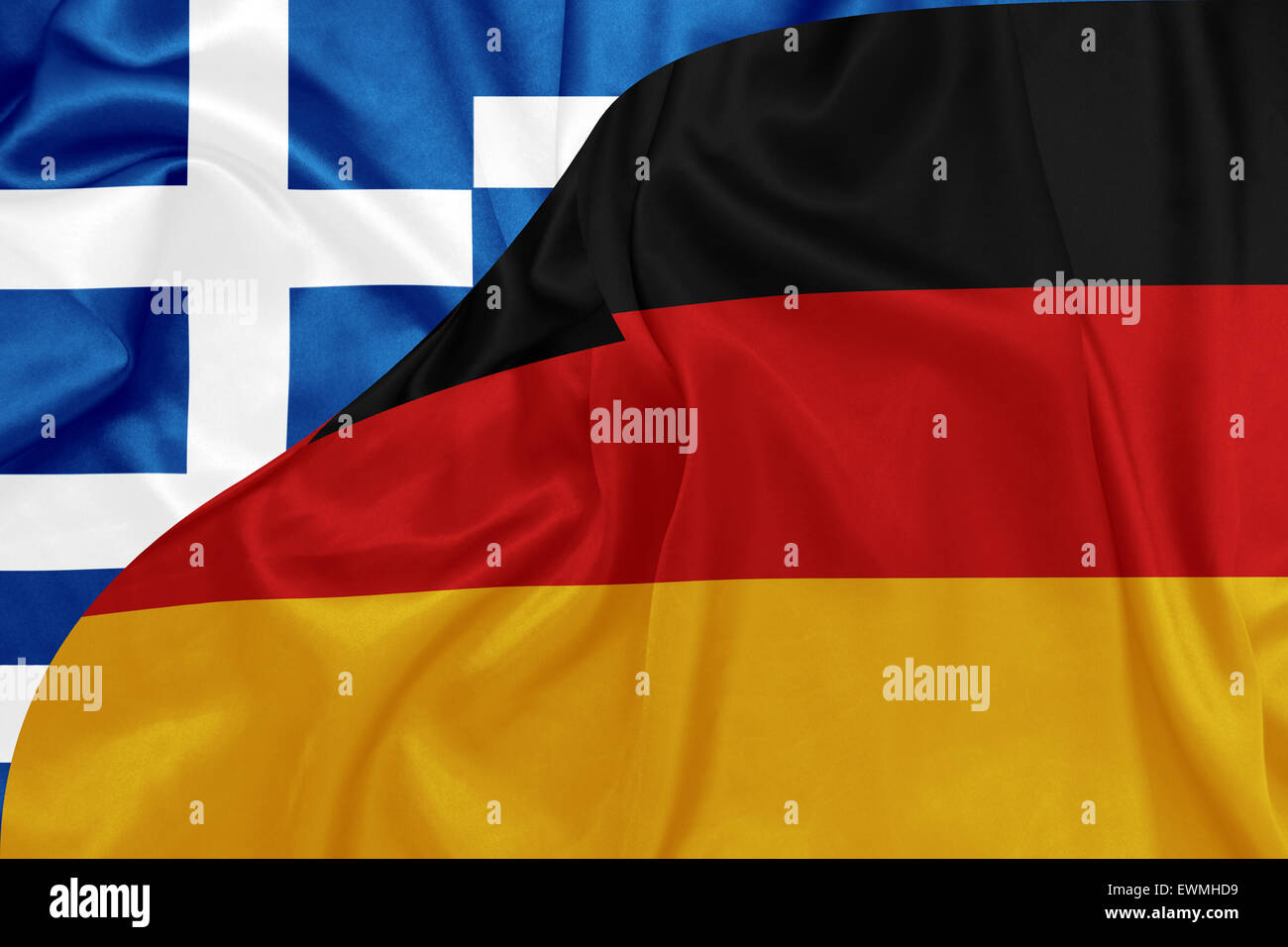 Greek flag covered by German flag Stock Photo - Alamy