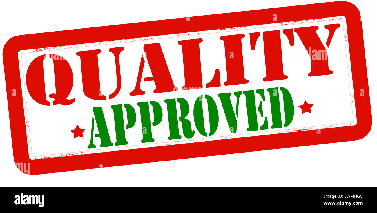 Stamp with text quality approved inside, illustration Stock Photo - Alamy