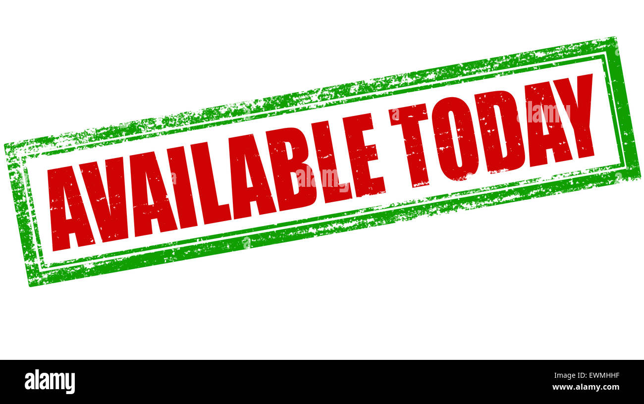 Stamp with text available today inside, illustration Stock Photo - Alamy