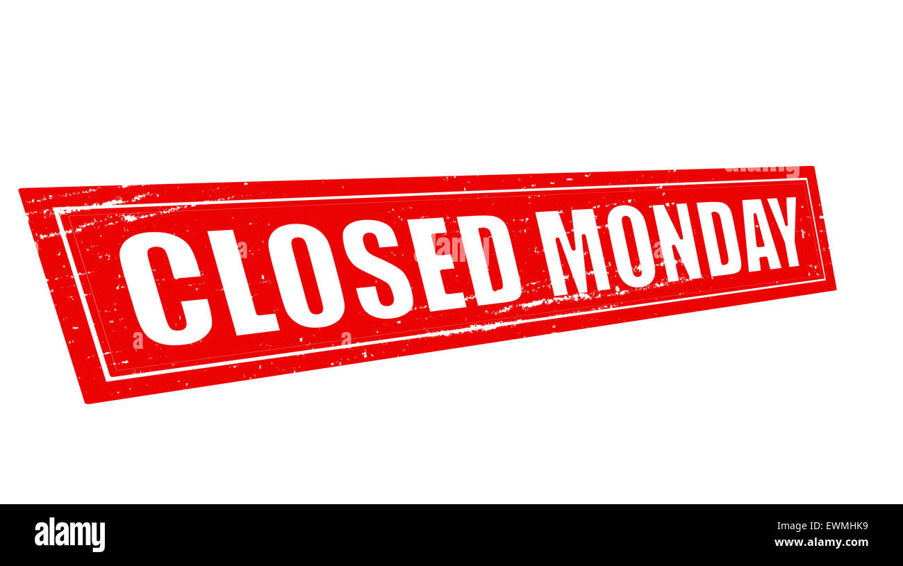 Stamp with text closed monday inside, illustration Stock Photo - Alamy
