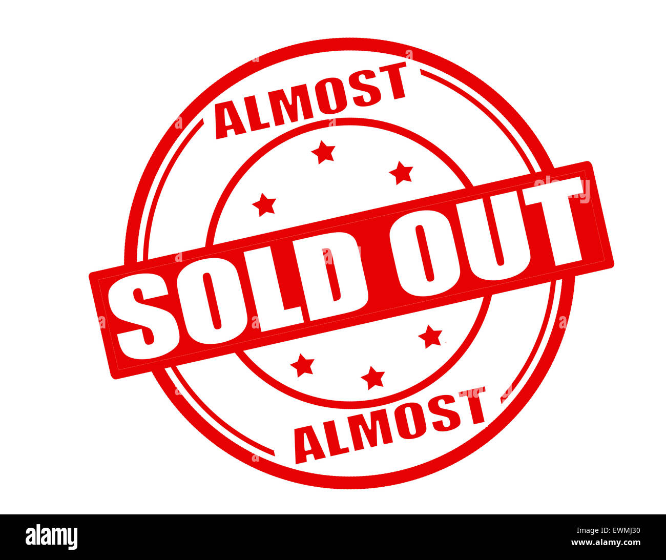 Stamp with text almost sold out inside, illustration Stock Photo - Alamy