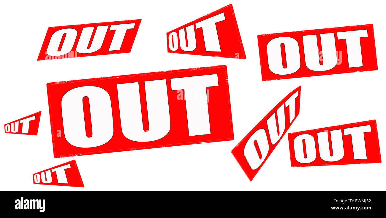 Stamps with word out inside, illustration Stock Photo - Alamy