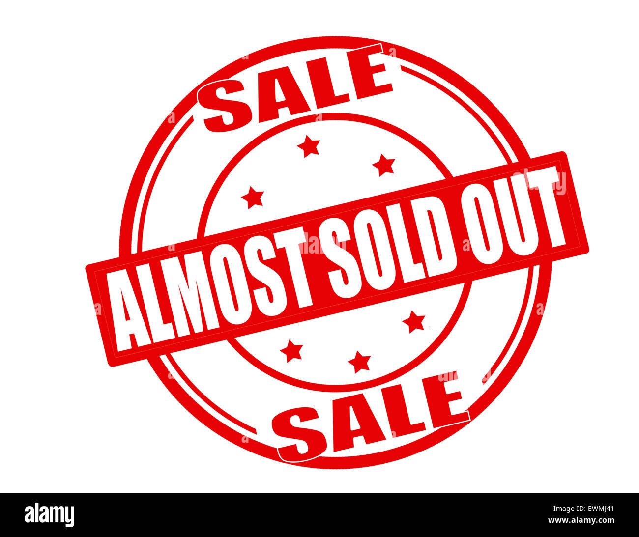 Stamp with text almost sold out inside, illustration Stock Photo - Alamy