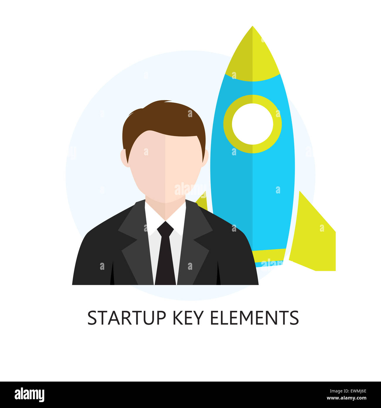 Startup Key Elements Flat Design Icon Stock Photo - Alamy